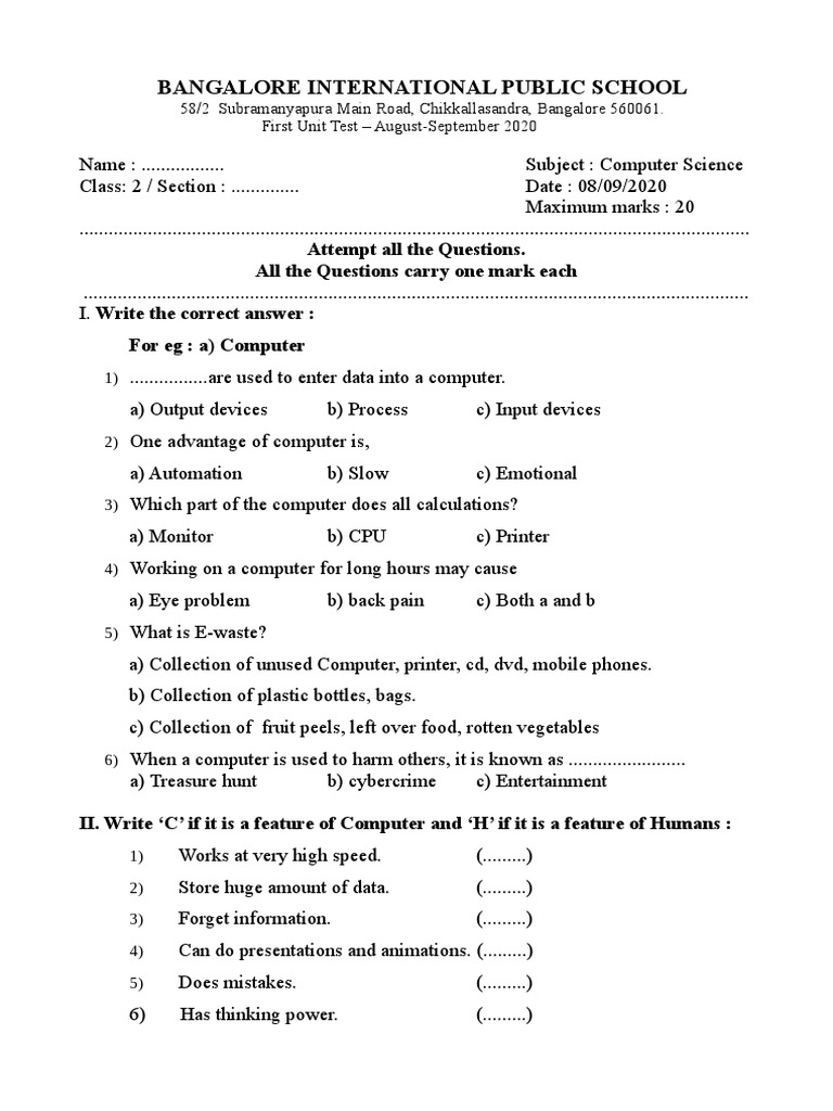 Grade2-Computer UT1 2020 PDF | PDF | Input/Output | Computing Grade2-Computer UT1 2020 PDF | PDF | Input/Output | Computing