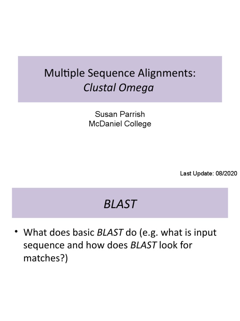 Susan Parrish MSA Clustal Omega | PDF | Phylogenetic Tree | Conserved ...