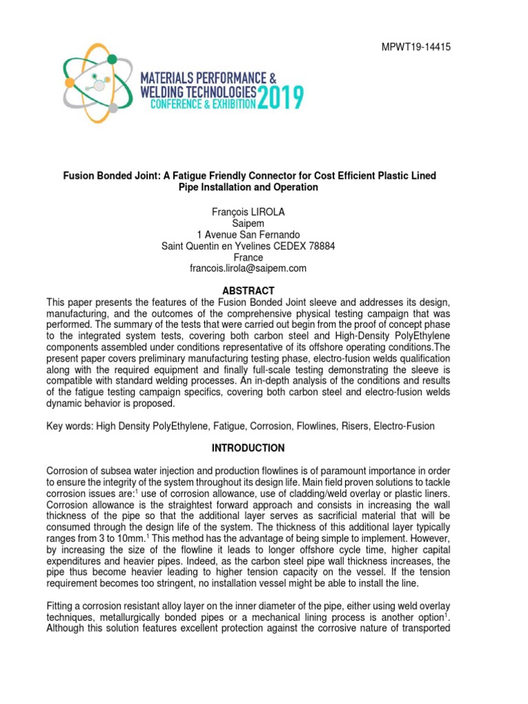 Fusion Bonded Joint - A Fatigue Friendly Connector For Cost Efficient ...