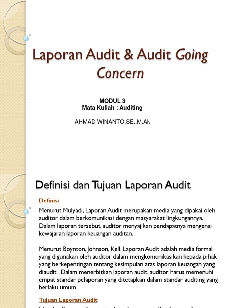 Laporan Audit dan Going Concern | PDF | Bisnis | Hukum
