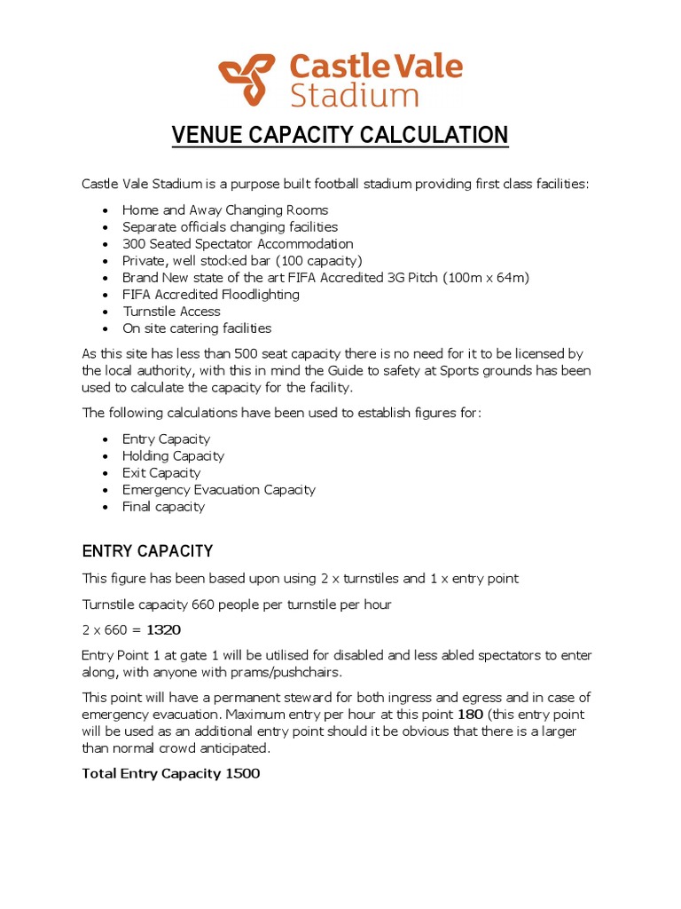 Calculating Venue Capacity for Castle Vale Stadium | PDF | Stadium ...