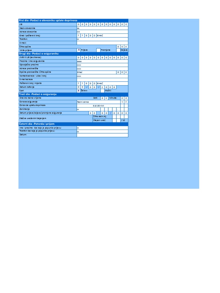 JS3100 - PrijavaPromjenaOdjava Osiguranja