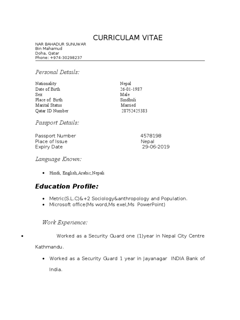 Curriculam Vitae | PDF