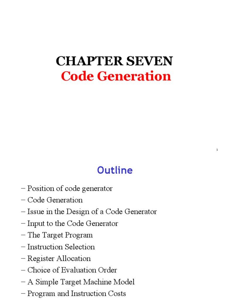 Chapter Seven: Code Generation | PDF | Compiler | Computer Architecture