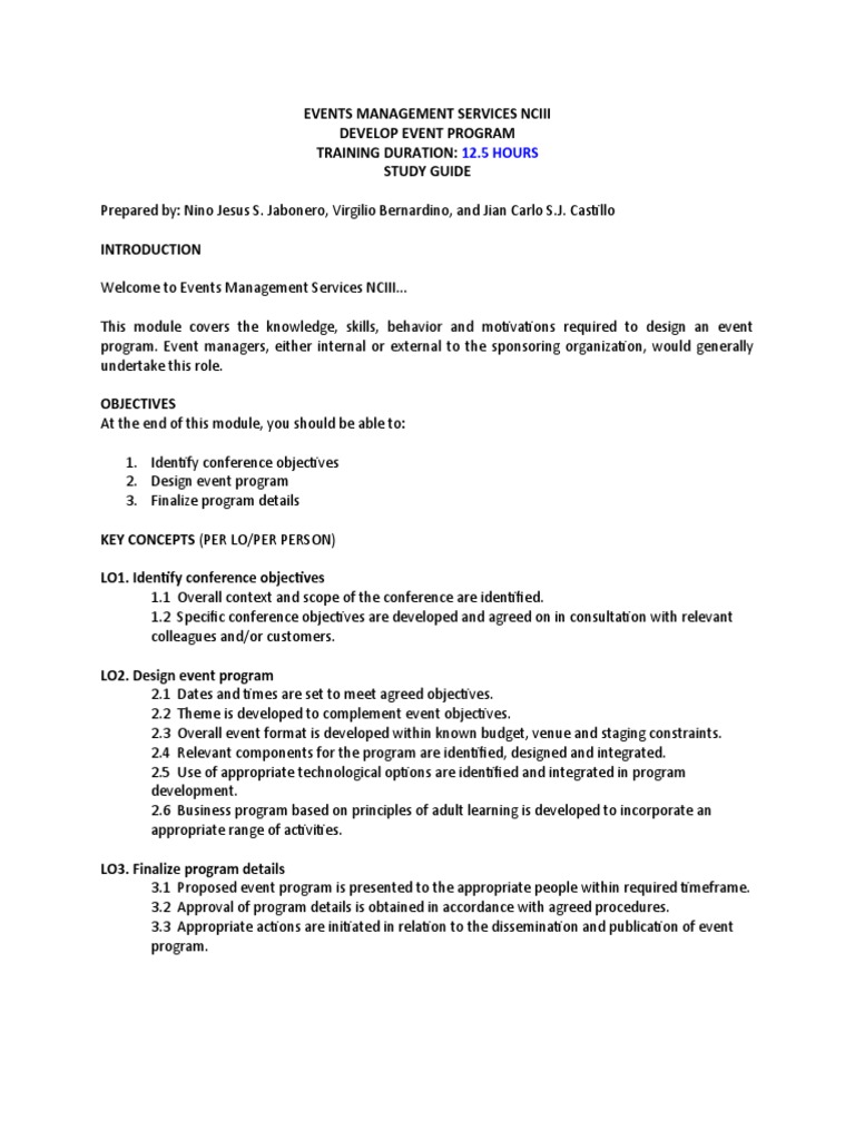 Study Guide Template EMS - NCIII | PDF | Educational Technology | Learning