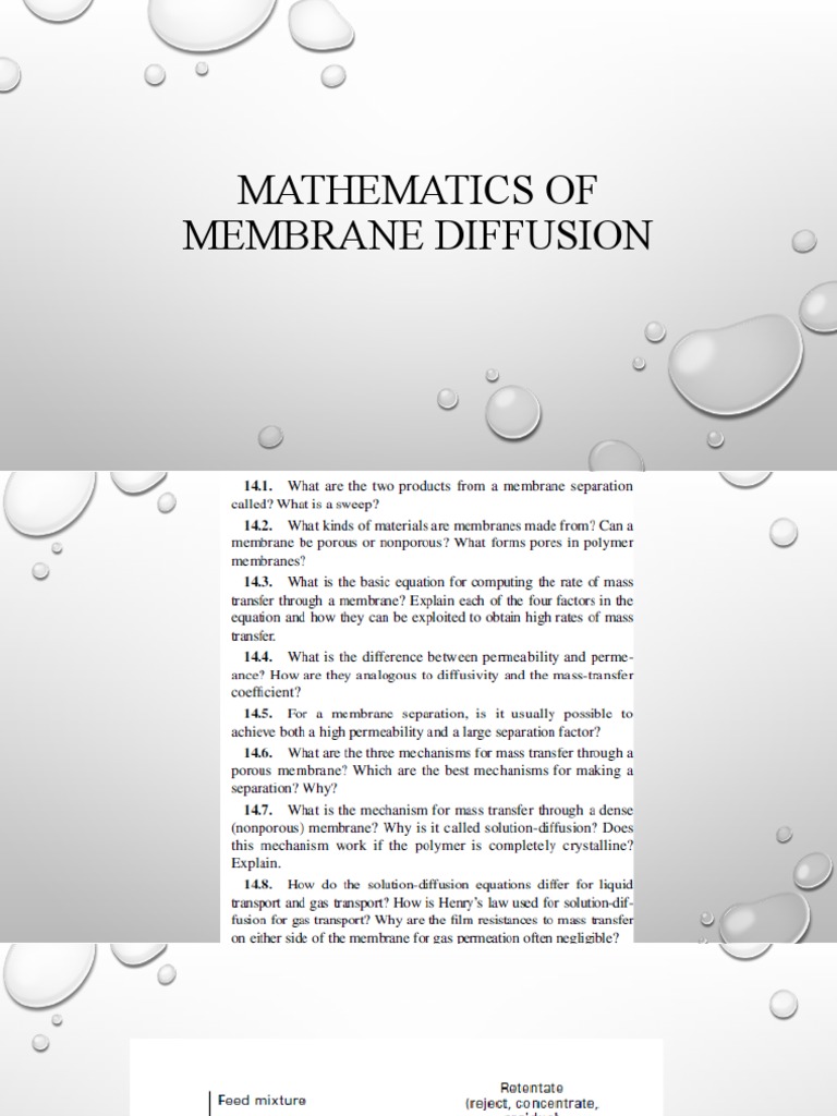 Mathematics of Membrane Diffusion | PDF