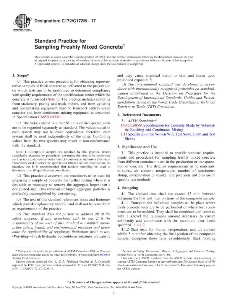 Astm C172 C172M 17 PDF | PDF