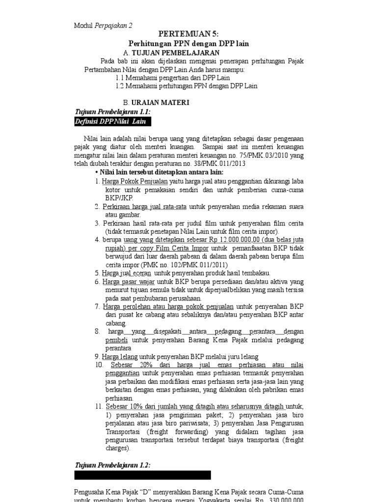 Pertemuan Ke-5 - Perhitungan PPN Dengan DPP Lain | PDF | Bisnis ...