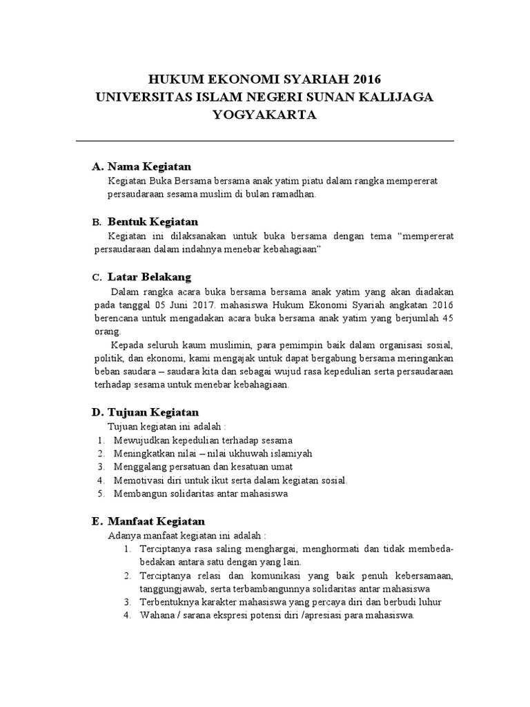 Proposal Kegiatan Bukber | PDF