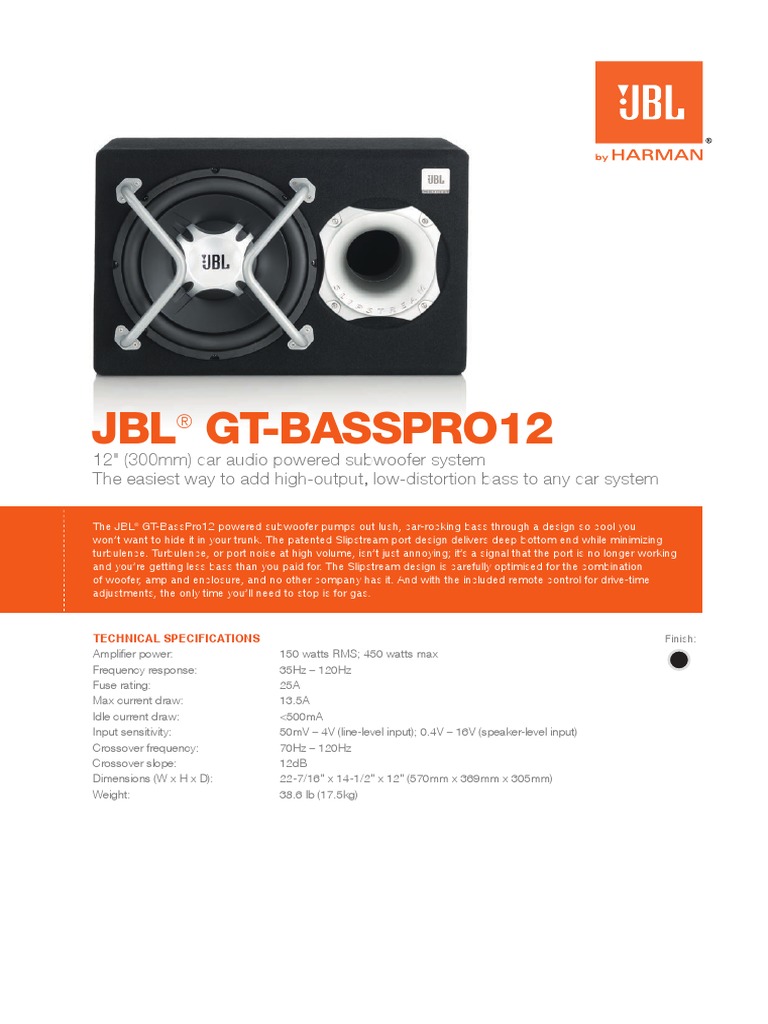 JBL GT BassPro12 Spec Sheet r2 | PDF | Amplifier | Telecommunications ...