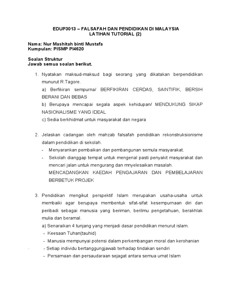 EDUP3013 - Latihan Tutorial 2 | PDF