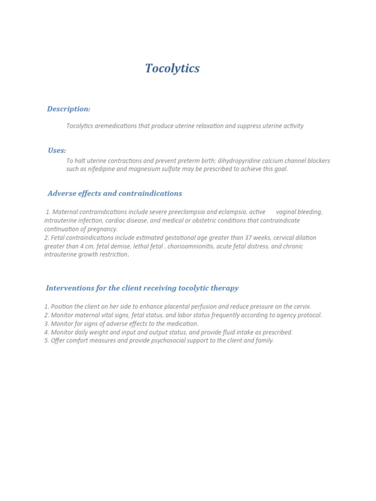 Tocolytics | PDF