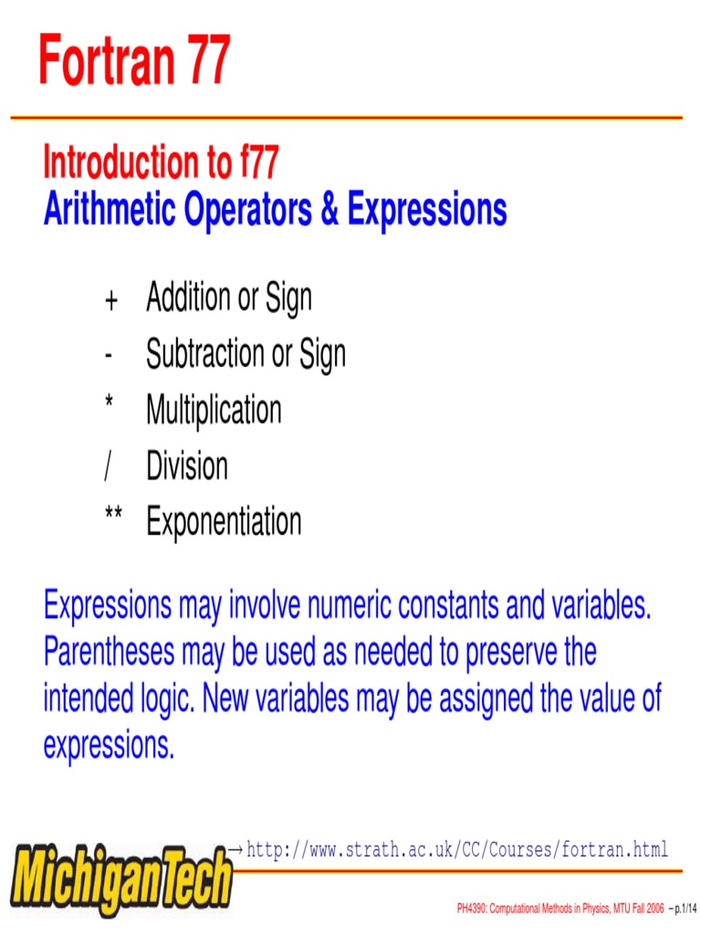 Fortran 77: Arithmetic and Output Basics | PDF | Computer File | Arithmetic