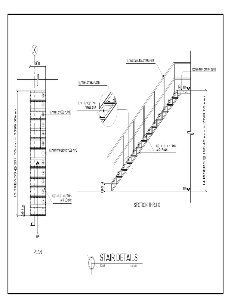 Stair Details: Section Thru X | PDF | Stairs | Building Engineering