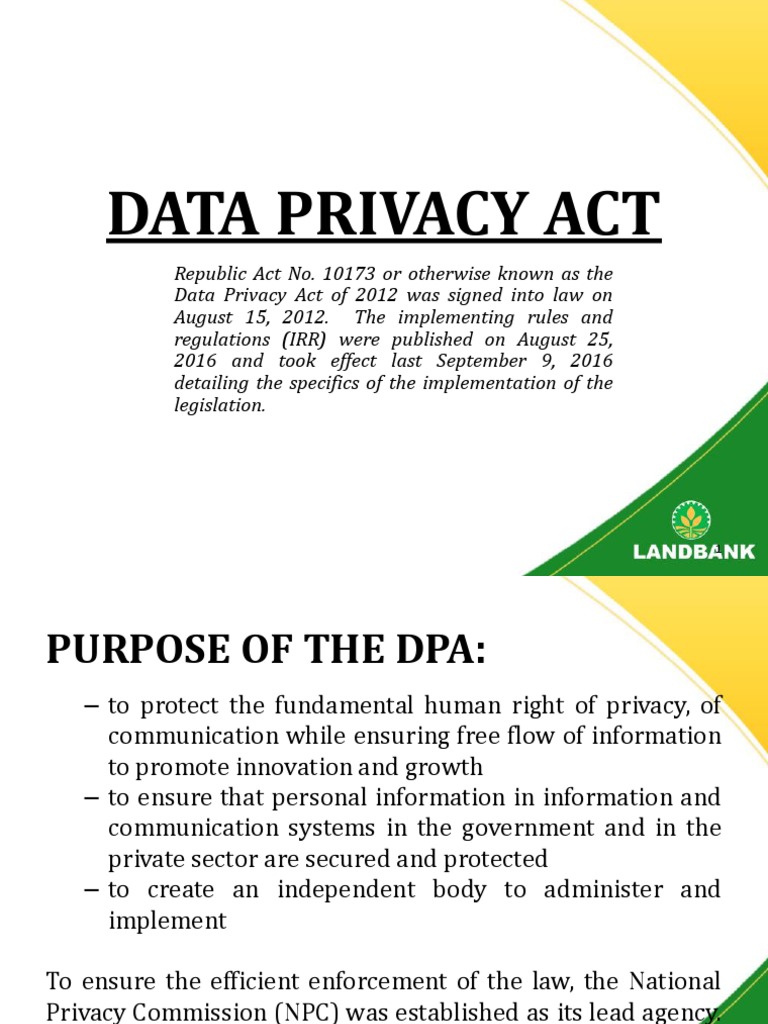 Overview of the Data Privacy Act 2012 | PDF | Privacy | Information Privacy