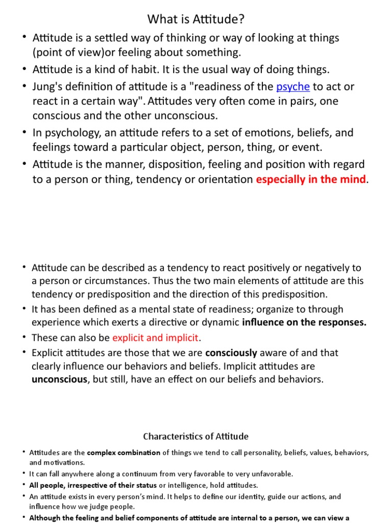 What Is Attitude?: Psyche | PDF | Attitude (Psychology) | Unconscious Mind