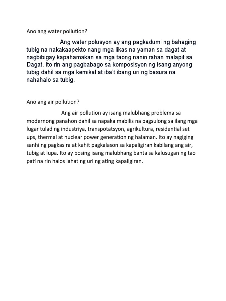 Ano Ang Water Pollution | PDF
