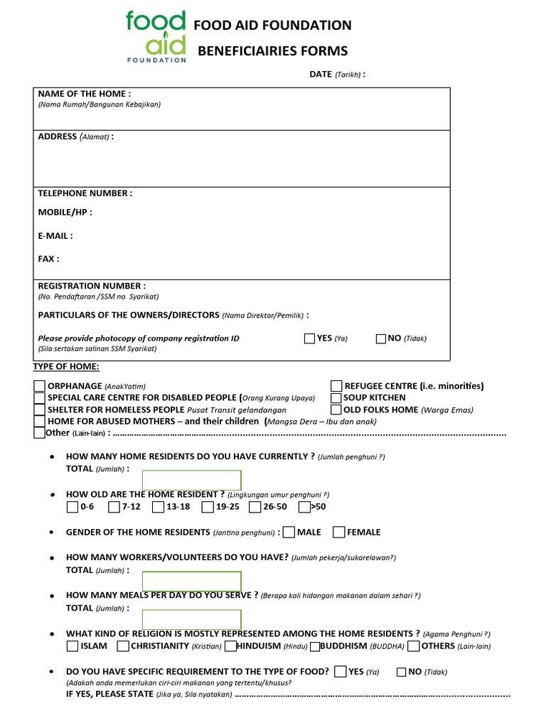 Food Recipient Application Form | PDF | Asian Cuisine | Regional ...