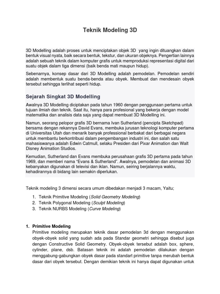 Materi 3D - Teknik Modeling 3D | PDF