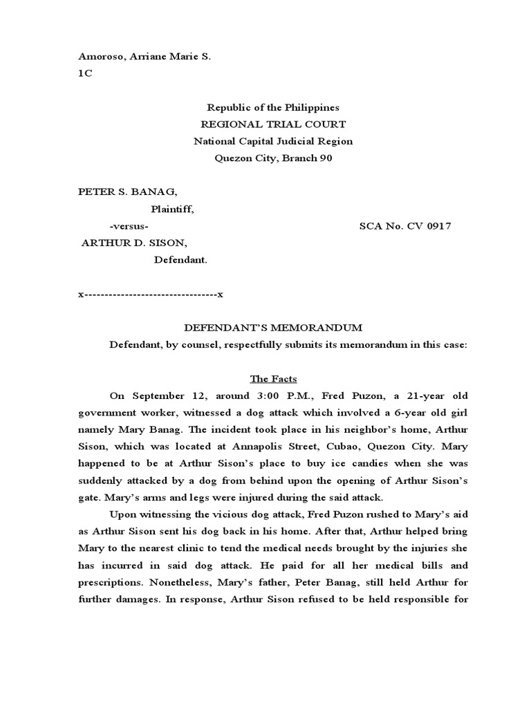 Trial Memorandum | Download Free PDF | Negligence | Judiciaries