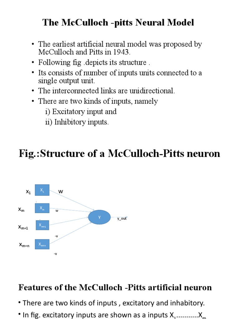 Mcculloch-Pitts Neural Model and Pattern Classification. | PDF ...