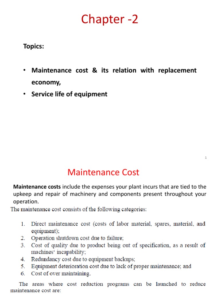 Maintenance Costs and Equipment Lifespan | PDF | Mechanical Engineering ...
