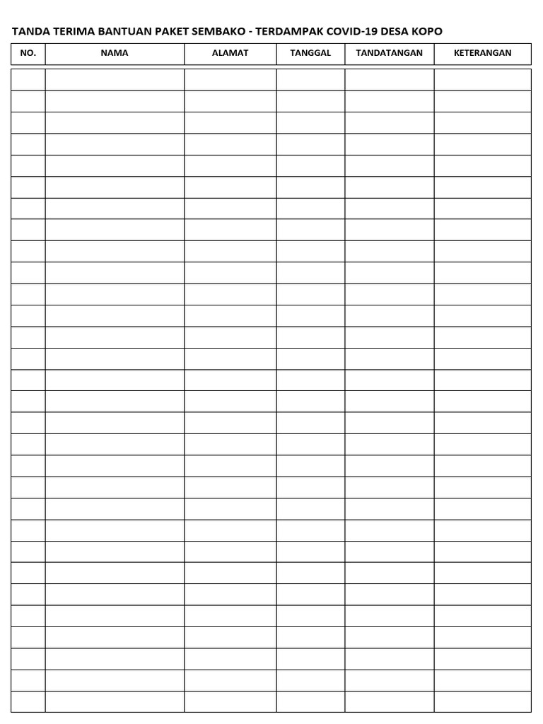 Tanda Terima PAKET SEMBAKO | PDF