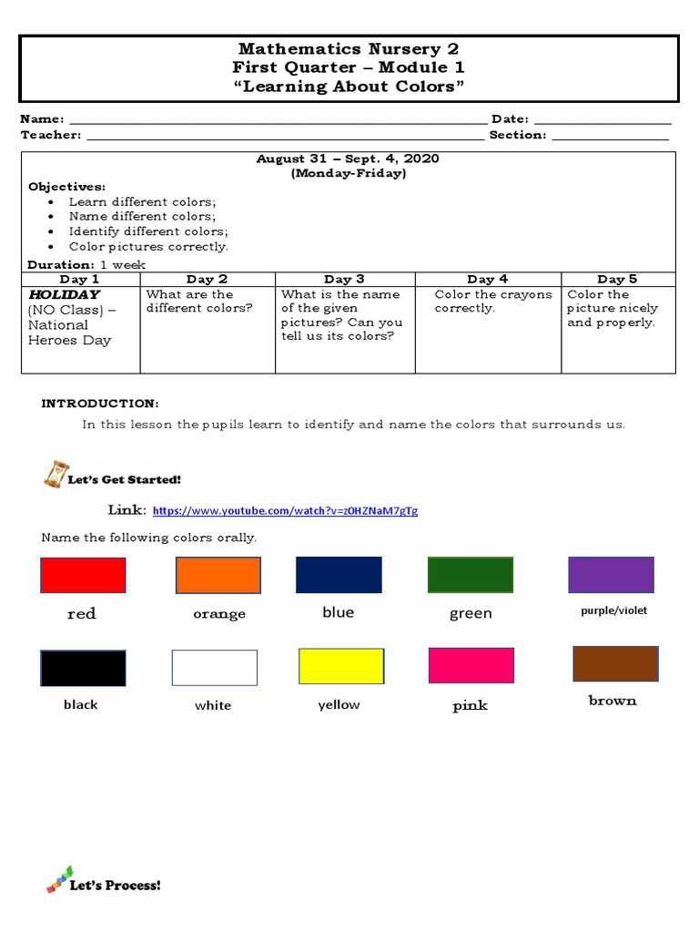 Math N2 Activity 2 Unit 1 Module 1 Lesson 1 | PDF | Color | Artistic ...