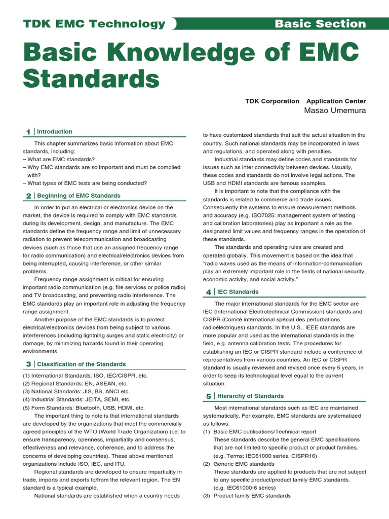 Basic Knowledge of EMC Standards | PDF | Electromagnetic Interference ...