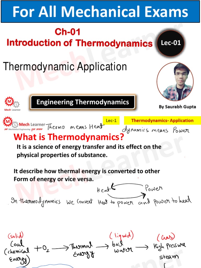 Lec-1.pdf Thermodynamics Application - Engineering Thermodynamics-01 ...
