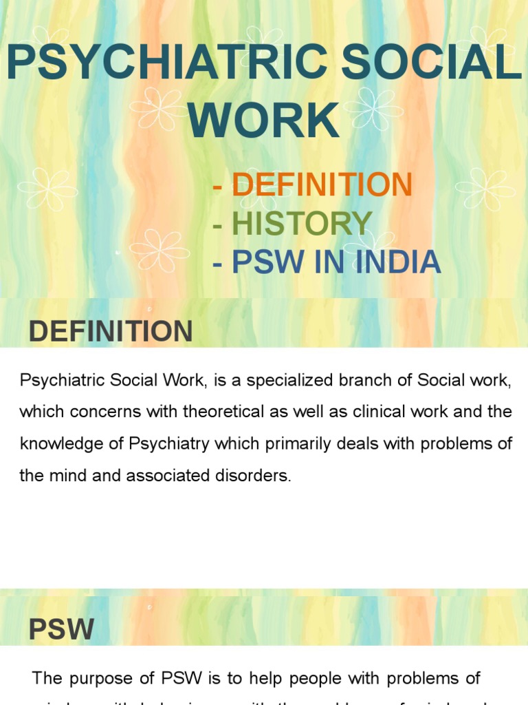 Psychiatric Social Work Overview | PDF | Psychiatry | Mental Health