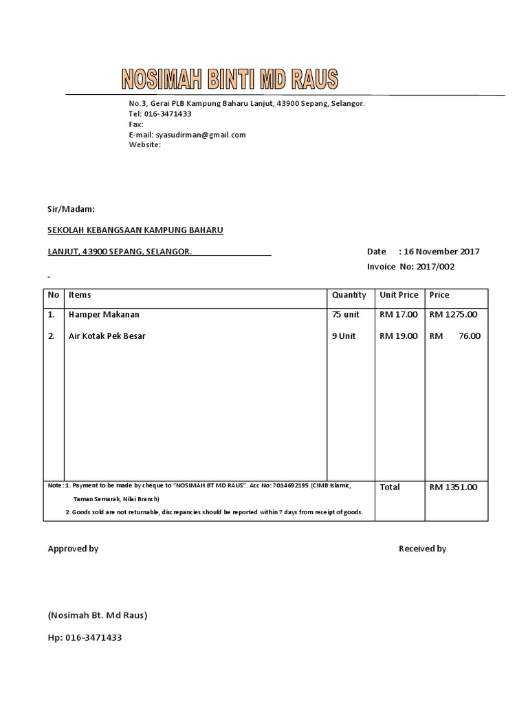Invoices Hamper Makanan | PDF