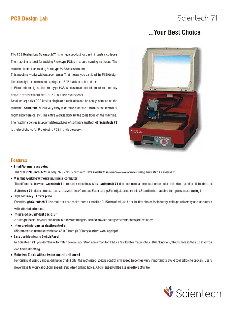 Scientech 71: PCB Prototyping Machine | PDF | Printed Circuit Board | Drill
