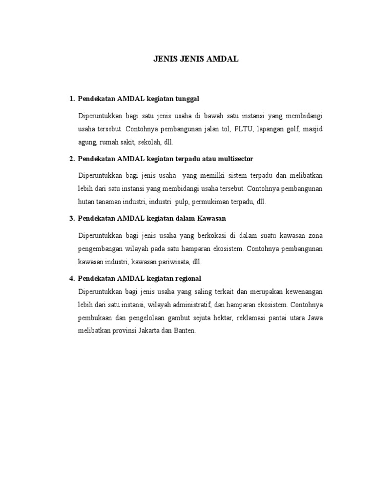 Jenis Jenis Amdal | PDF
