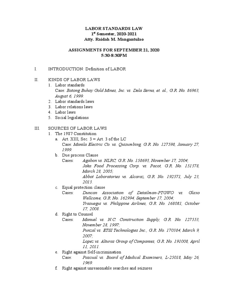 Labor Standards Law Overview | PDF | Employment | Government