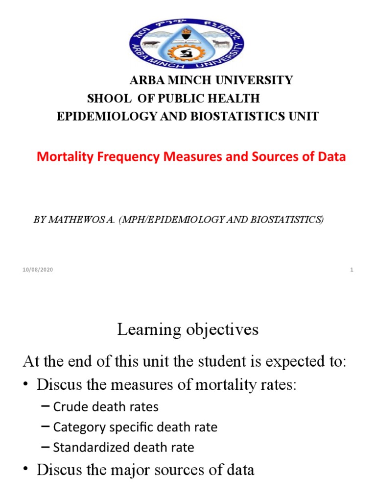 Mortality Frequency Measures and Sources of Data | PDF | Mortality Rate | Maternal Death