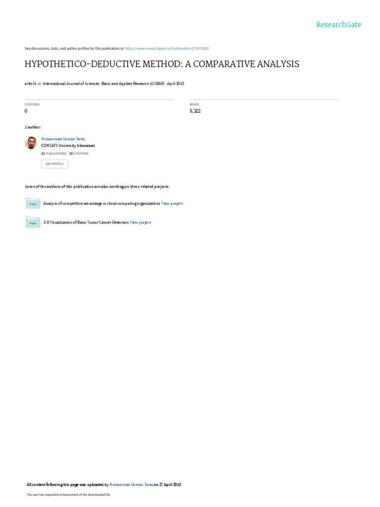 Hypothetico-Deductive Method: A Comparative Analysis | PDF | Scientific ...