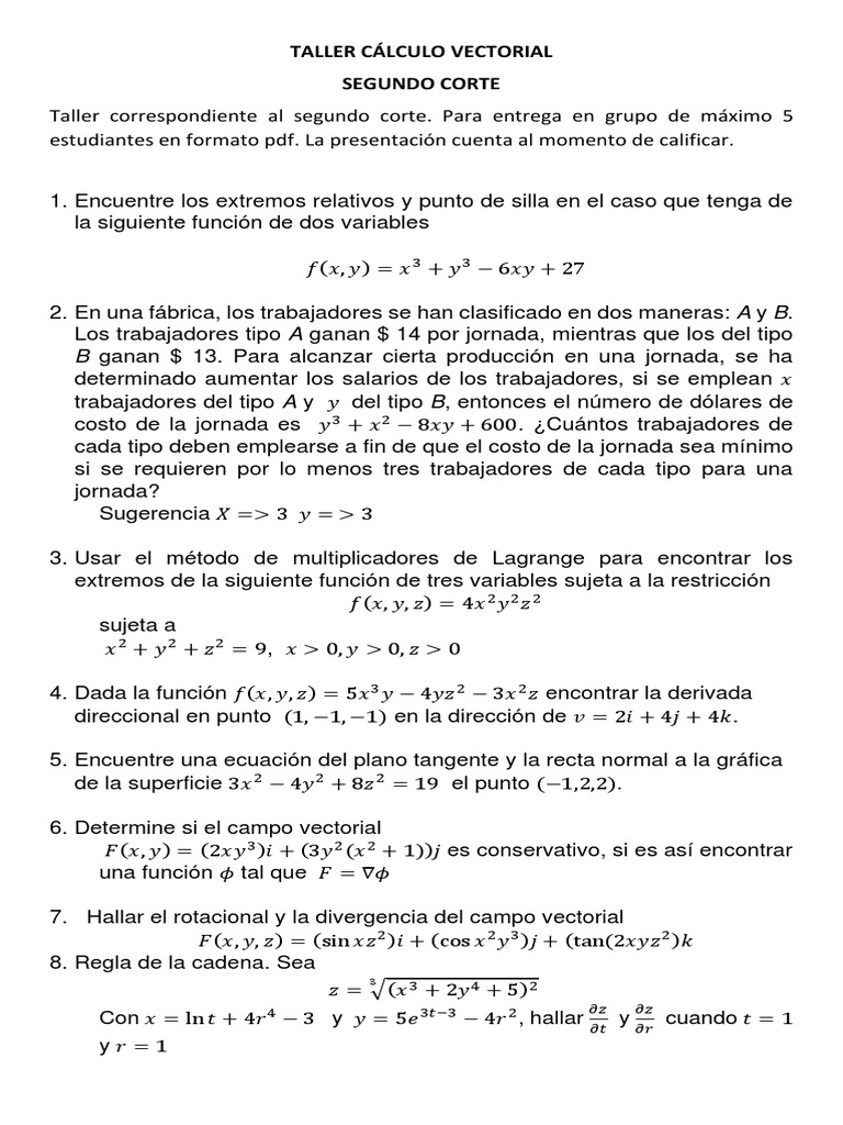 Taller Segundo Corte | PDF