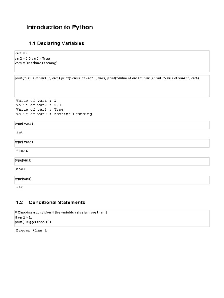 Introduction To Python: 1.1 Declaring Variables | Download Free PDF ...