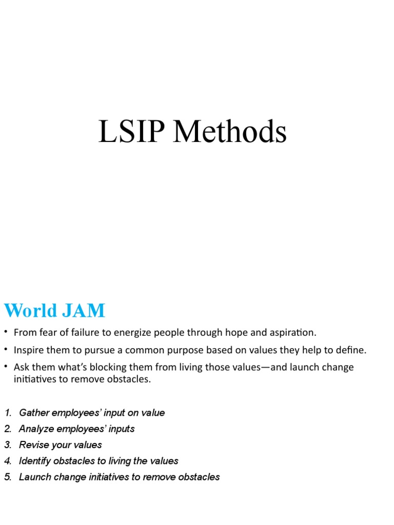 Summary of LSIP Methods | PDF | Mentorship | Psychological Concepts