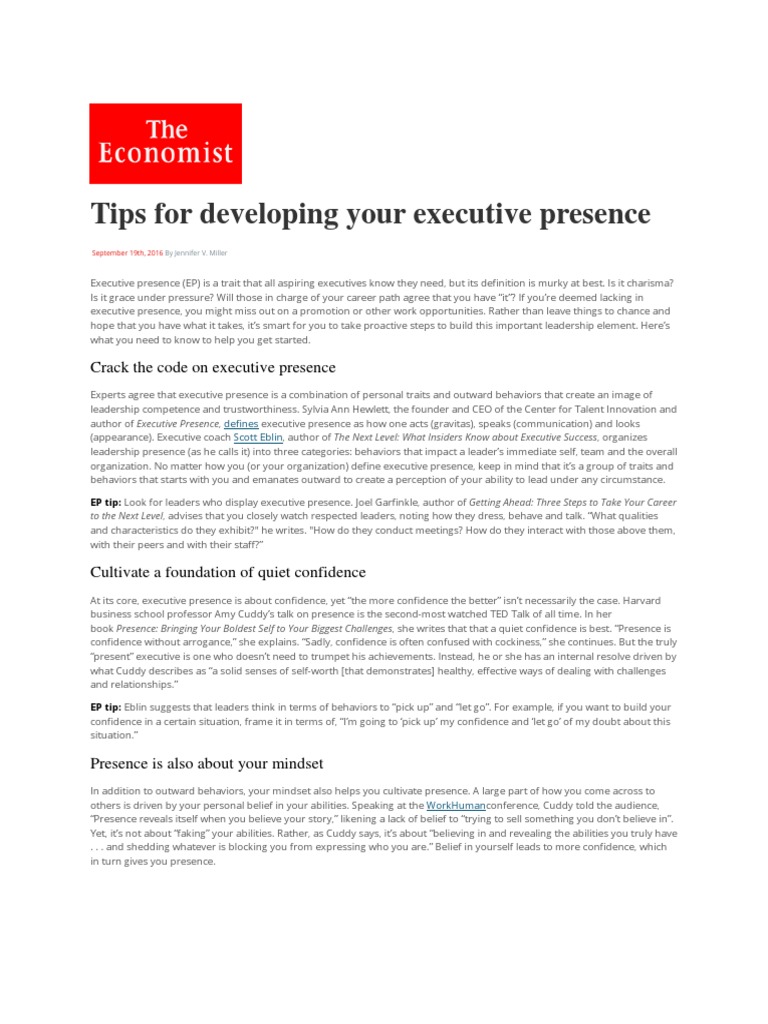 Tips For Developing Your Executive Presence | PDF | Leadership | Self ...