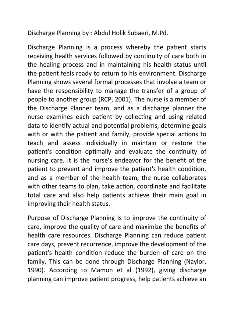 Discharge Planning | PDF | Patient | Nursing