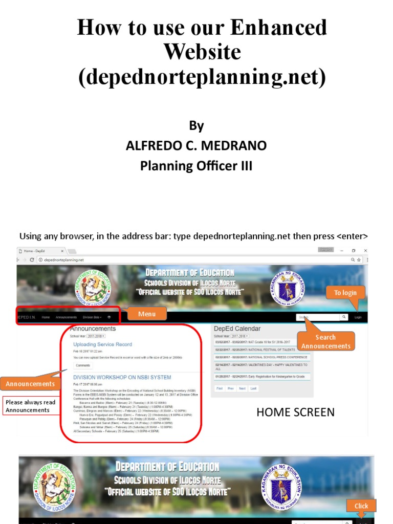 How To Use Enhanced Website (Division BEIS) by Alfredo Medrano | PDF ...