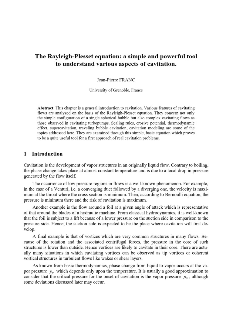 The Rayleigh-Plesset Equation: A Simple and Powerful Tool To Understand ...