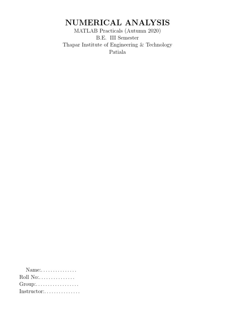 Lab-Manual TIET MATLAB | PDF | Numerical Analysis | Eigenvalues And Eigenvectors