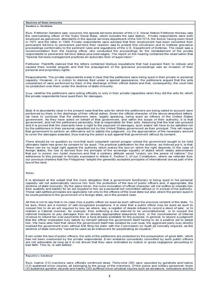 Doctrine of State Immunity | PDF | Sovereign Immunity | Lawsuit
