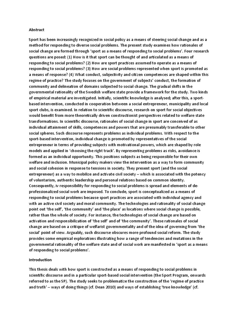 Sport | PDF | Sports | Social Exclusion