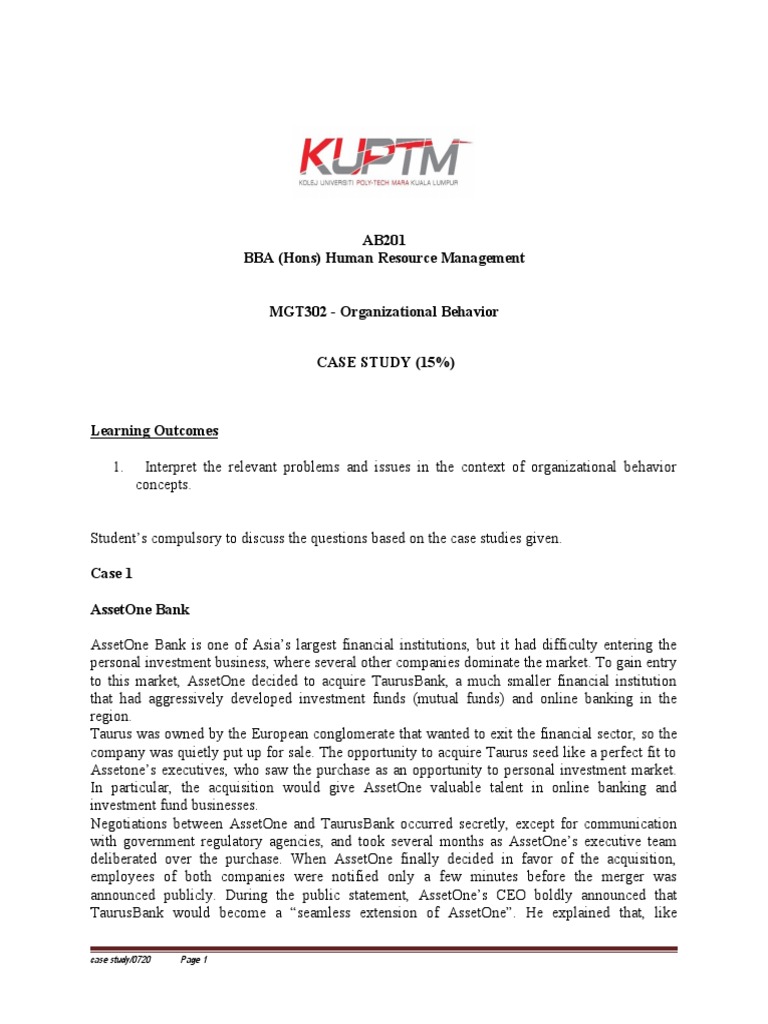 Case Study OB 9 Oktober | Download Free PDF | Mergers And Acquisitions ...