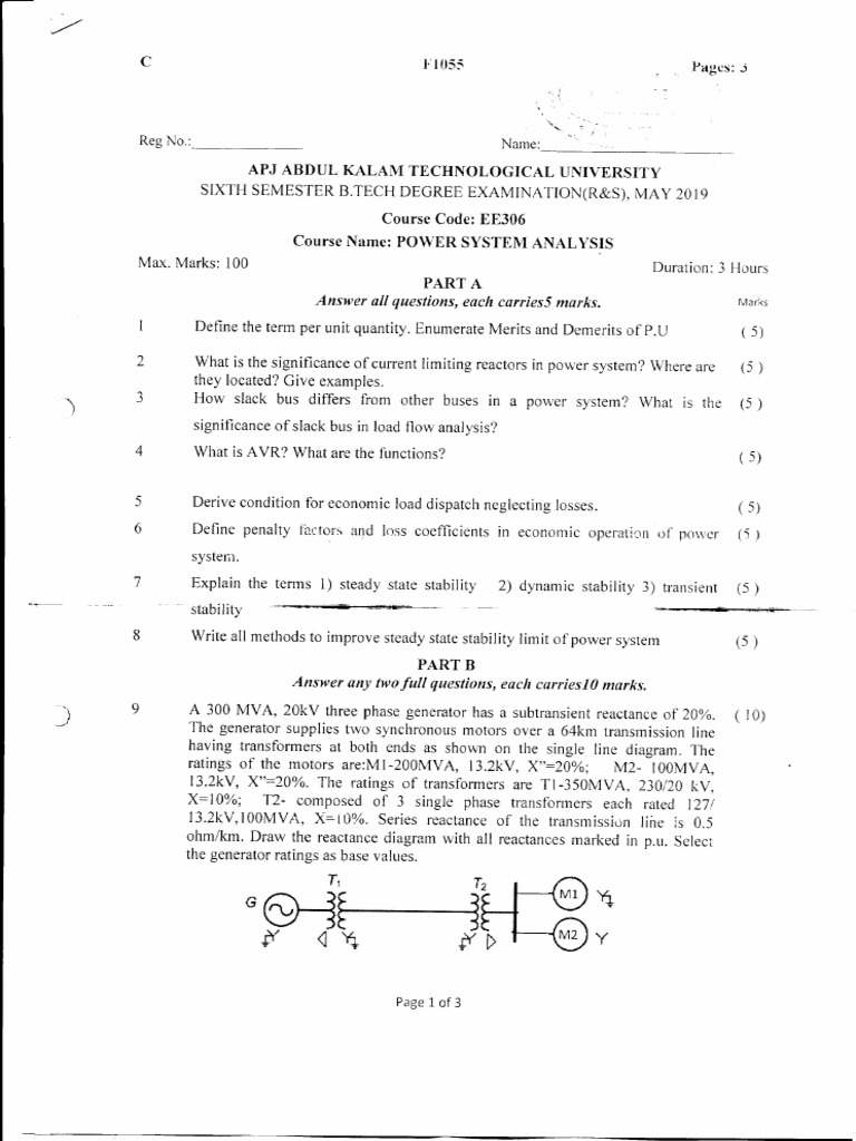 KTu Power System Analysis May-2019 | PDF