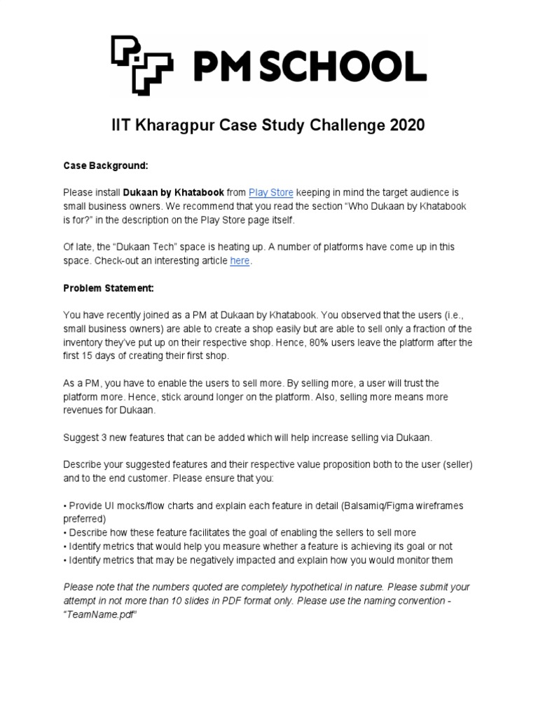 IIT Kharagpur Case Study Challenge PDF | PDF